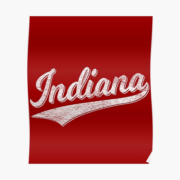 "STATE OF INDIANA BASEBALL SPORT SCRIPT CURSIVE (DISTRESSED WHITE ...