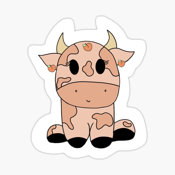 "Peach Cow" Sticker for Sale by CalligraphyKay | Redbubble