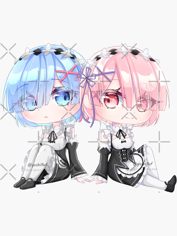 "Rem and ram chibi" Sticker for Sale by Yoshifluf | Redbubble