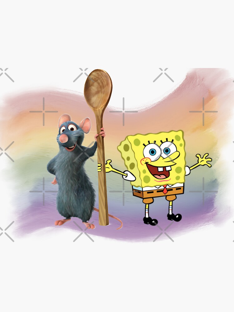 "spongebob and remy holding a spoon together " Sticker for Sale by ...