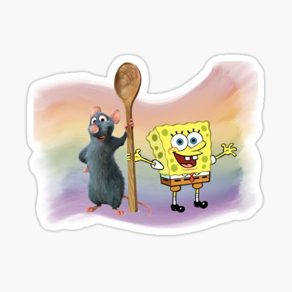 "spongebob and remy holding a spoon together " Sticker for Sale by ...