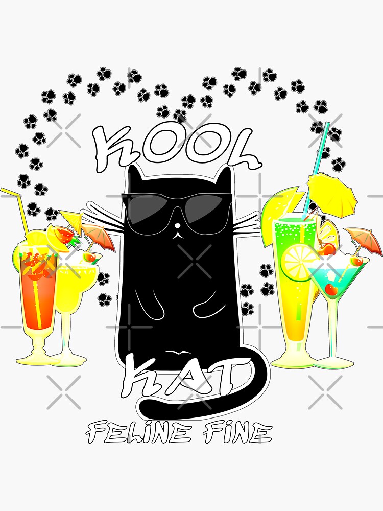 "Kool Kat Feline Fine" Sticker for Sale by A-T-H | Redbubble