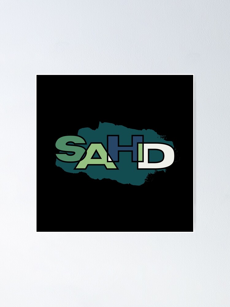 "Stay At Home Dad SAHD Offset Letters (Black Outline Design)" Poster ...