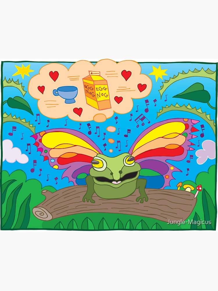 "A butterfrog lands on a log" Sticker by Jungle-Magicus | Redbubble