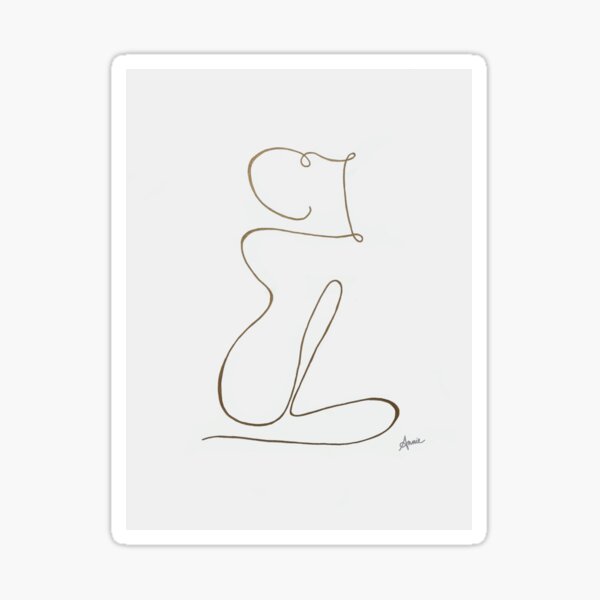 "One Line Figure With Raised Knee In Gold" Sticker for Sale by ...