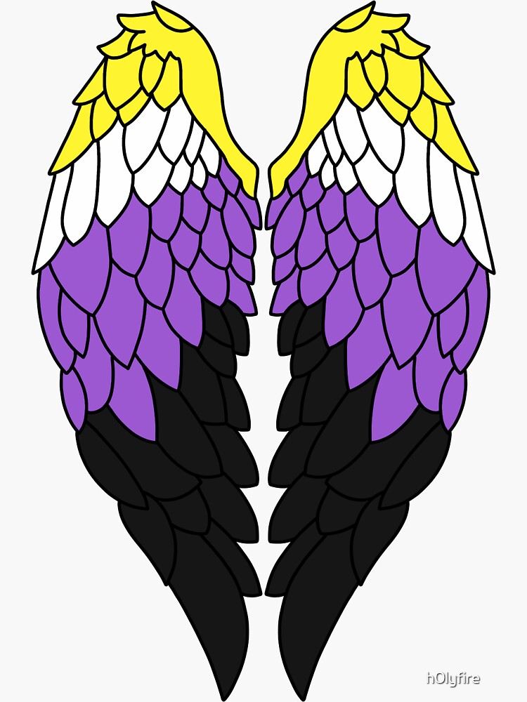 "Nonbinary Pride Flag Angel Wings Version 3" Sticker for Sale by ...