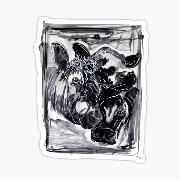 "Black and white cows" Sticker by Pintarrajearte | Redbubble