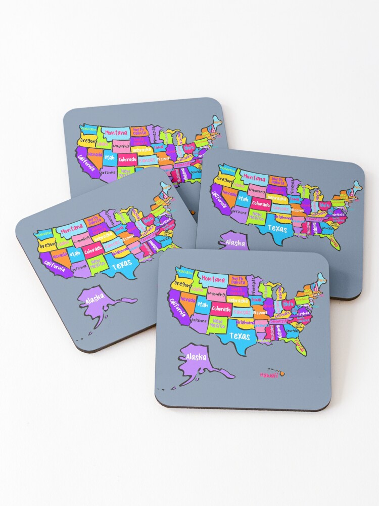 " US Map with states names, bright color United States map, USA ...