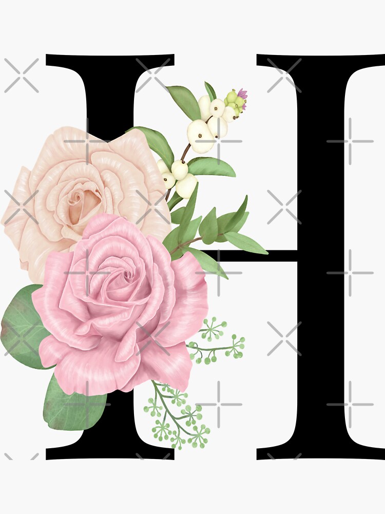 "Floral H Monogram" Sticker for Sale by starrylite | Redbubble