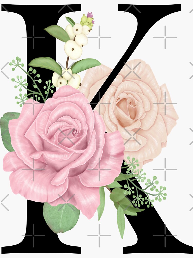 "Floral K Monogram" Sticker for Sale by starrylite | Redbubble