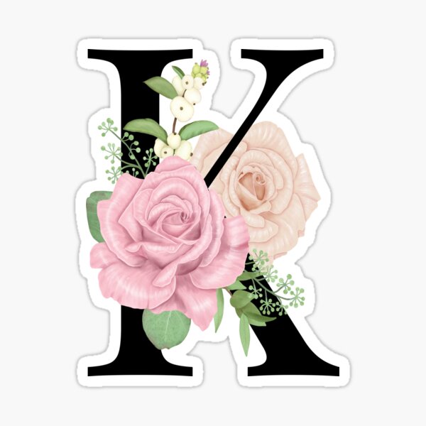 "Floral K Monogram" Sticker for Sale by starrylite | Redbubble