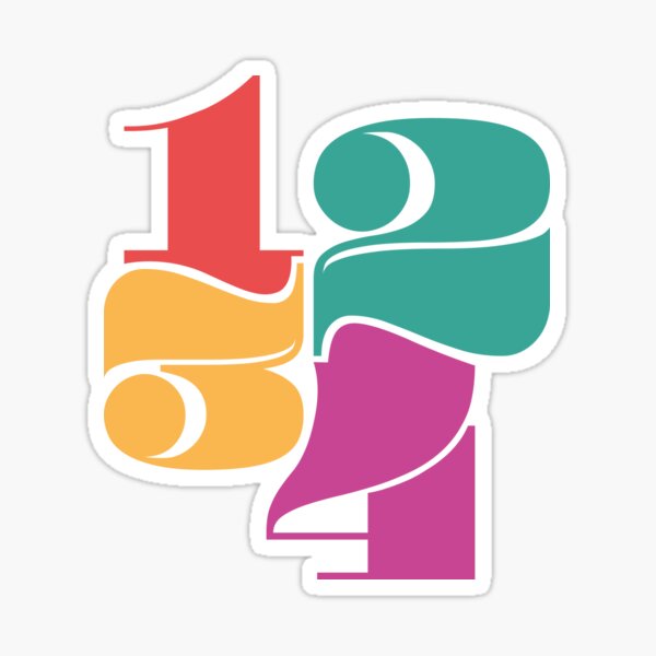 "1, 2, 3, 4 Graphic Numbers" Sticker by ChloeMorris | Redbubble