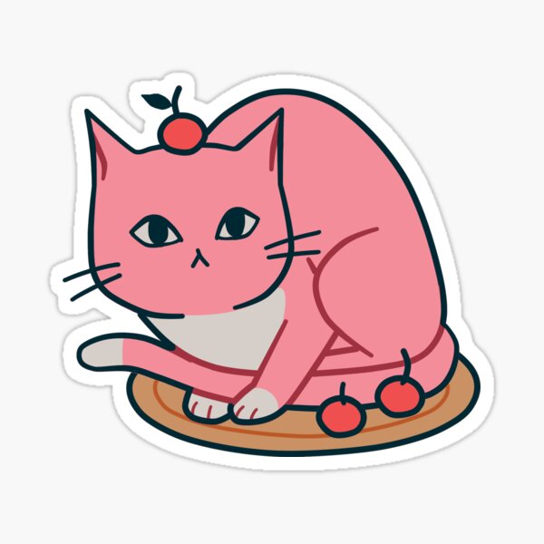 "Cute Pink Cat" Sticker for Sale by cenley | Redbubble