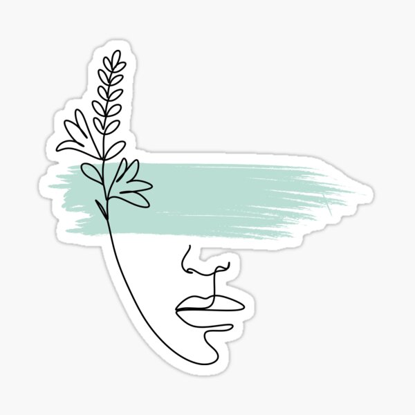 "Line Art Woman Face Drawing." Sticker for Sale by OneLinePrint | Redbubble
