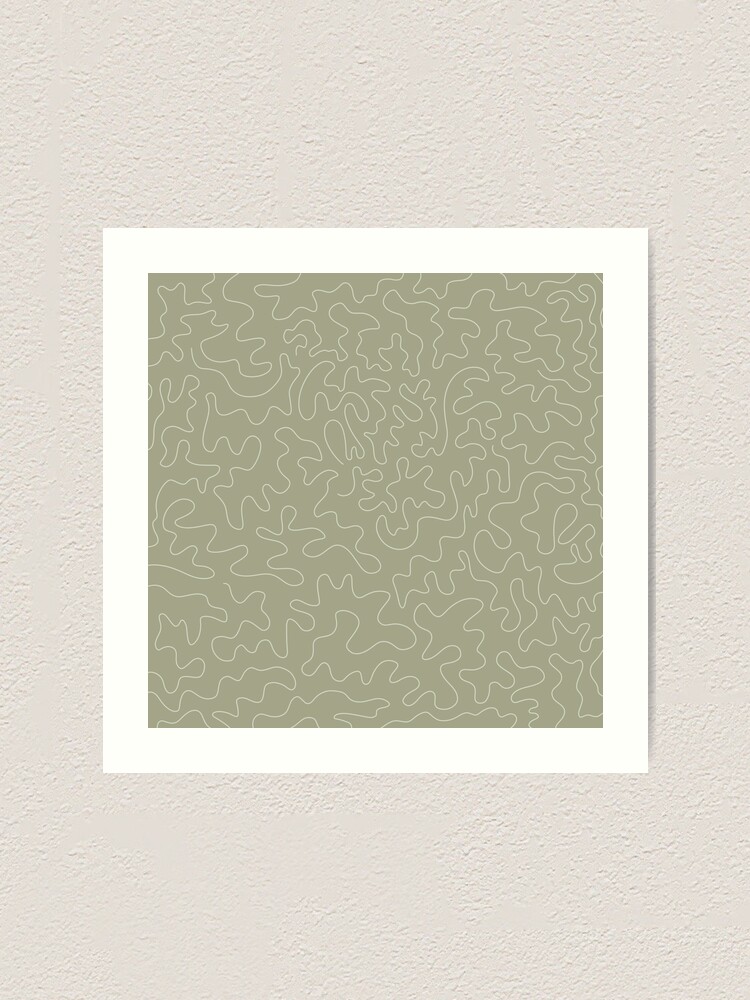 " Modern minimalistic pastel dark green one line drawing " Art Print by ...