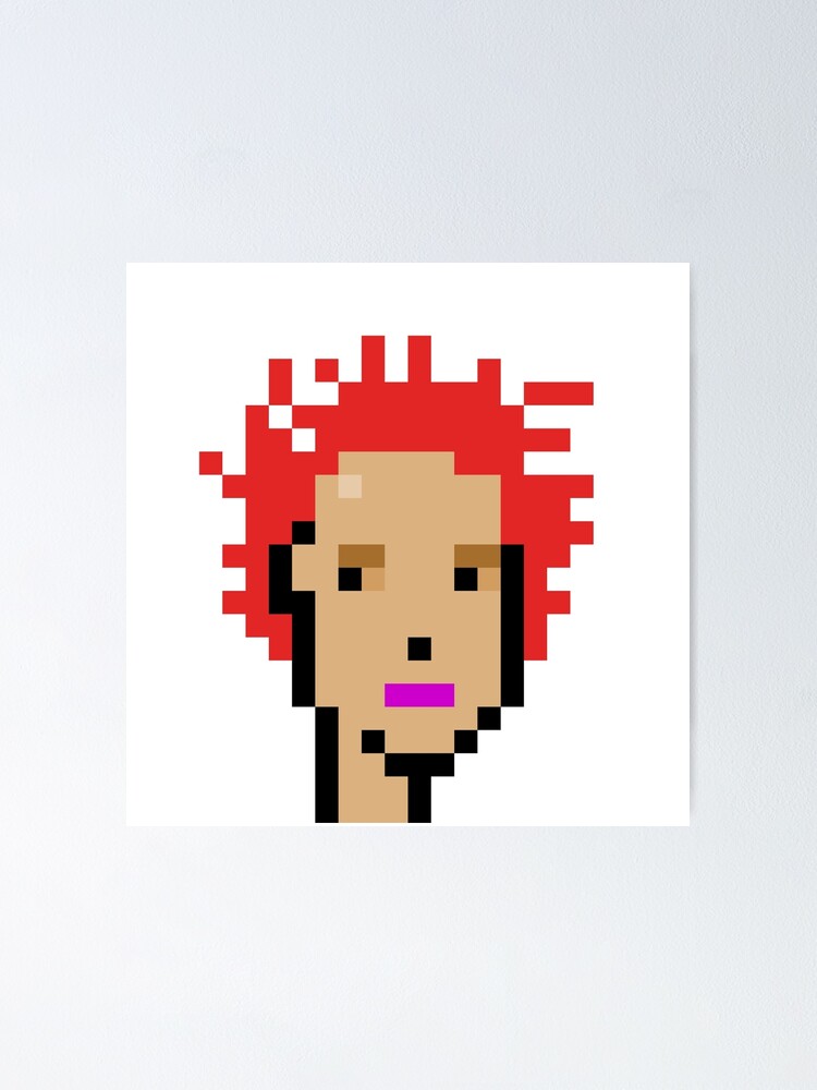 "CryptoPunk #600 (Female with Crazy Hair & Purple Lipstick)" Poster by ...