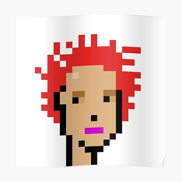 "CryptoPunk #600 (Female with Crazy Hair & Purple Lipstick)" Poster by ...