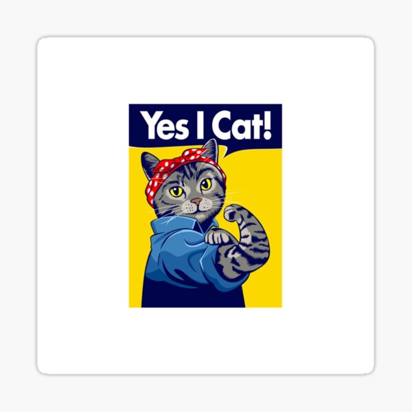 "Yes I cat" Sticker for Sale by Hand-drawn | Redbubble