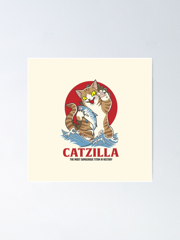 "Catzilla " Poster by Hand-drawn | Redbubble