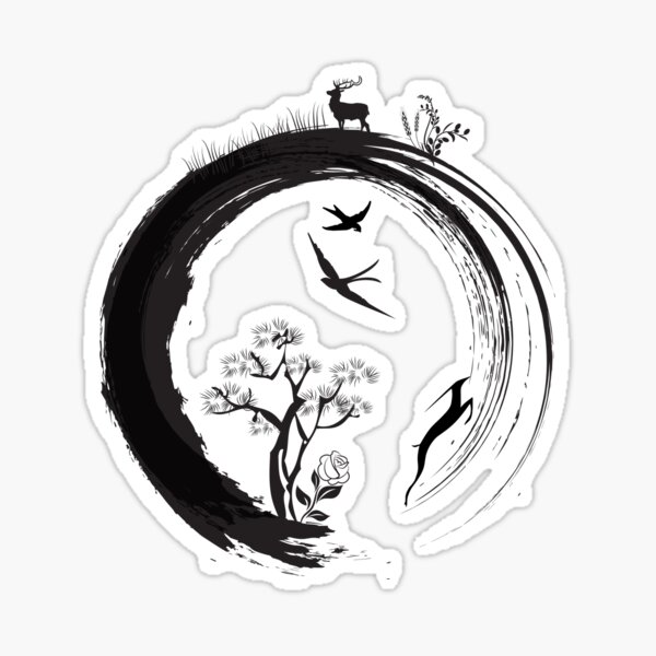 "Enso Zen Circle Japanese Symbol with Tree of Life" Sticker for Sale by ...