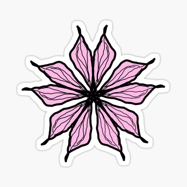 "Pink Flower Drawing" Sticker by KrishnaJN92 | Redbubble