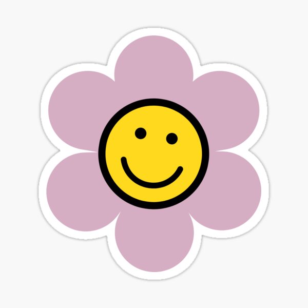 Pegatina con la obra «smiley flower pink pastel» de crownyart | Redbubble