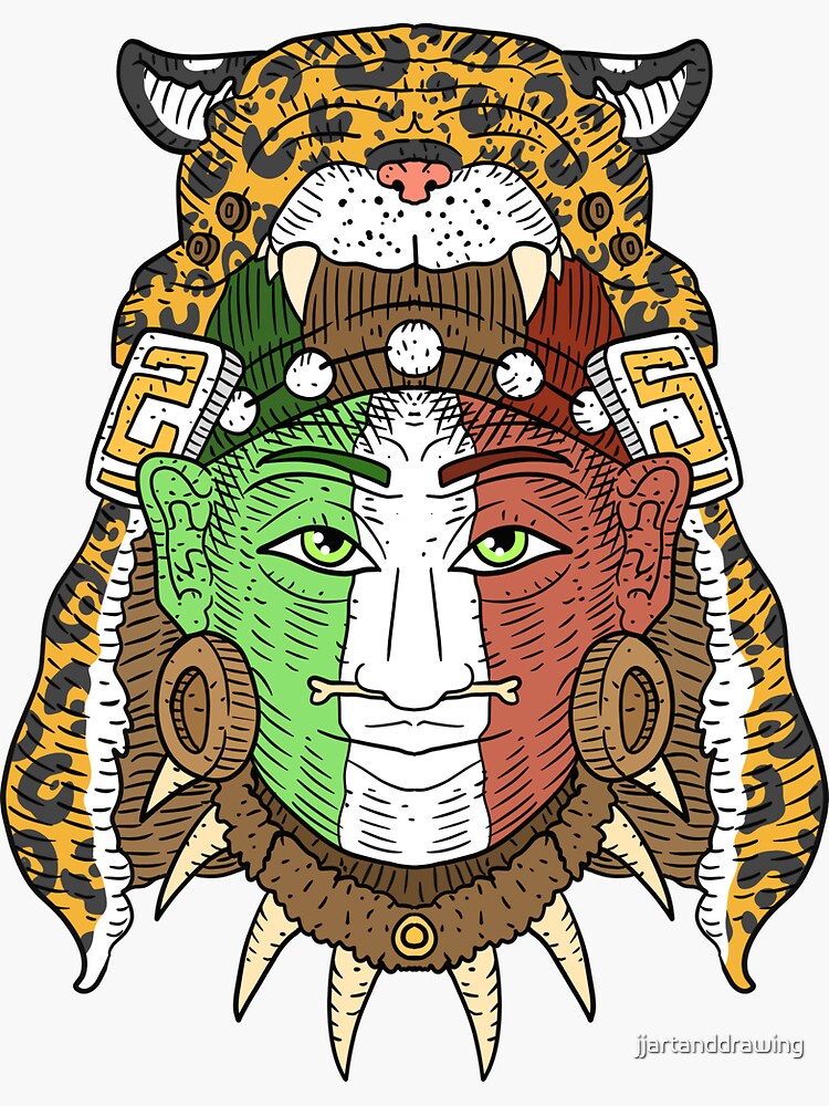 "Aztec warrior. Mexican flag. Mexico." Sticker for Sale by ...