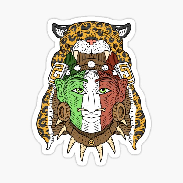 "Aztec warrior. Mexican flag. Mexico." Sticker for Sale by ...