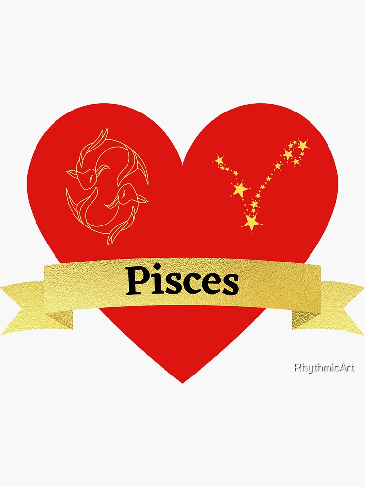 "Heart Shaped Pisces Star Sign - Zodiac" Sticker for Sale by ...