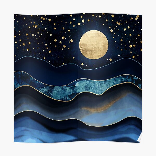 "Golden Moon" Poster for Sale by spacefrogdesign | Redbubble