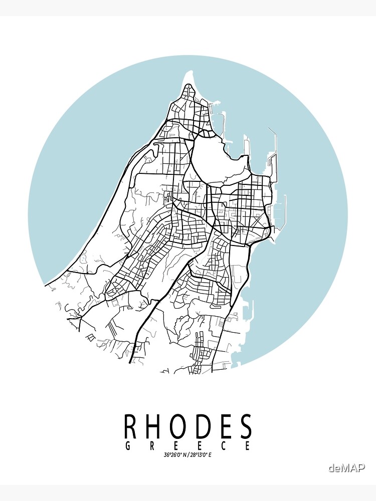 Póster «Mapa de la ciudad de Rodas de Grecia - Círculo» de deMAP ...
