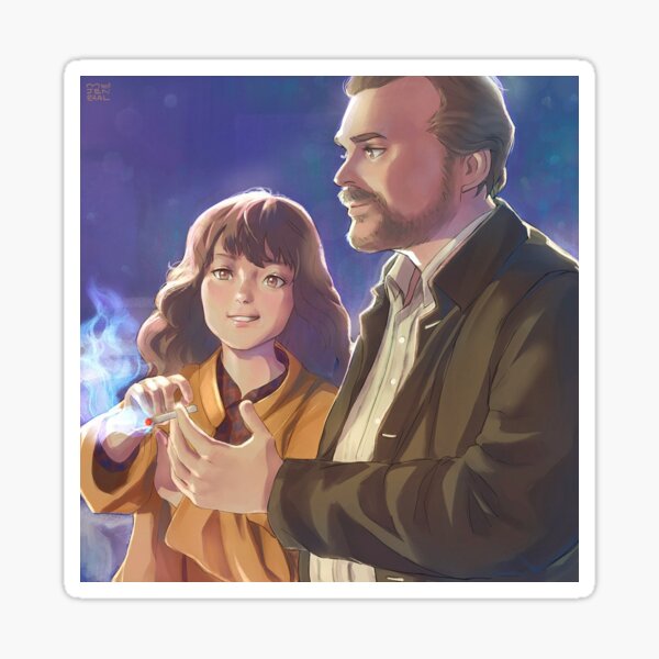 "Joyce Byers and Jim Hopper - Stranger Things" Sticker by 0989898i ...