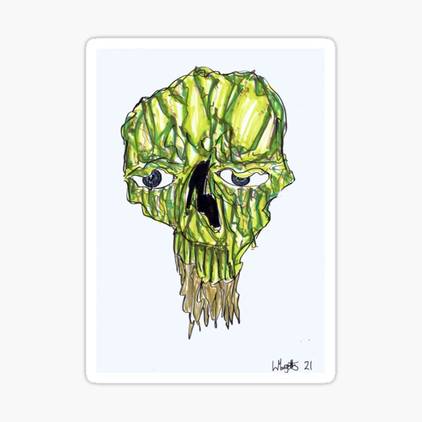 "Glum Skull " Sticker by LukeMargetts | Redbubble