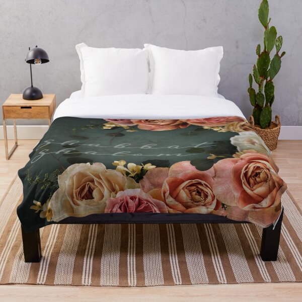 "Shabbat Shalom - Vintage Roses Judaica Art" Throw Blanket for Sale by ...