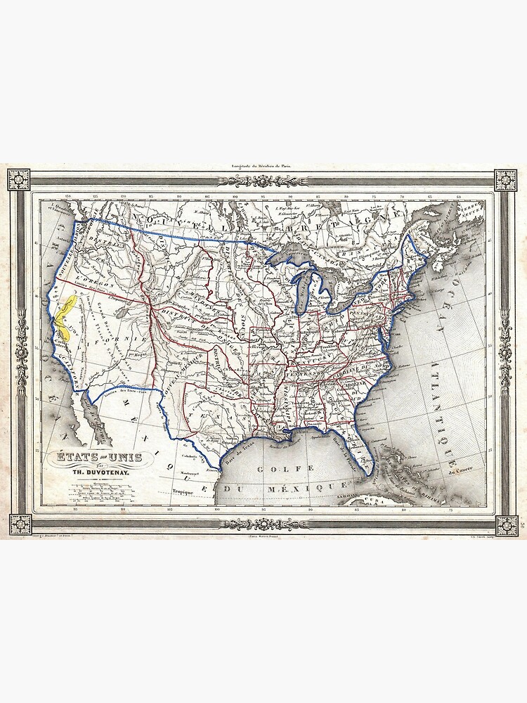 "Vintage United States Gold Rush Regions Map (1852)" Poster for Sale by ...
