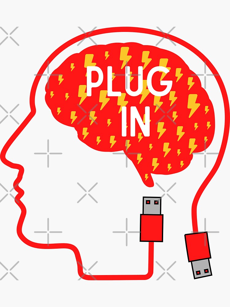 "Plug In Memory Brain Reminder" Sticker for Sale by Aqua9Design | Redbubble