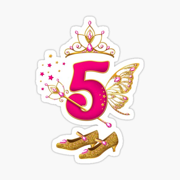 "5th Birthday design. Birthday princess is 5 years old girl’s" Sticker ...