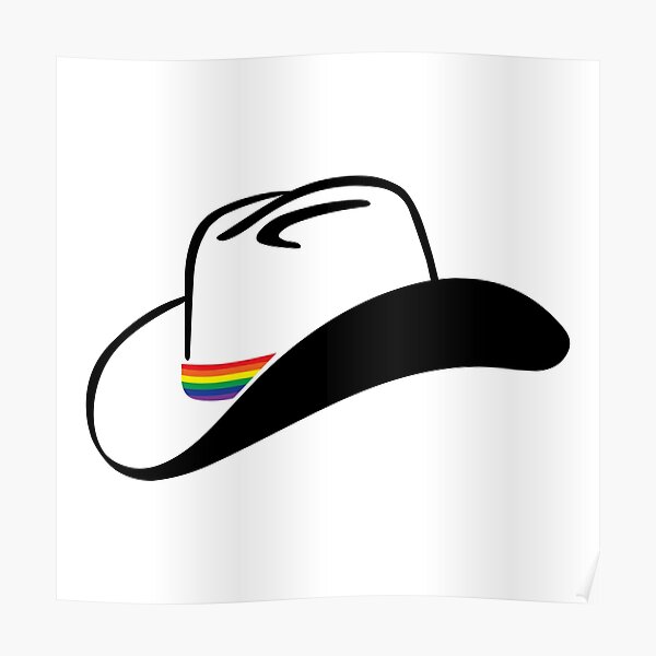 "Gay Cowboy!! - Black - Rainbow Striped Graphic - LGBTQ+ Pride" Poster ...