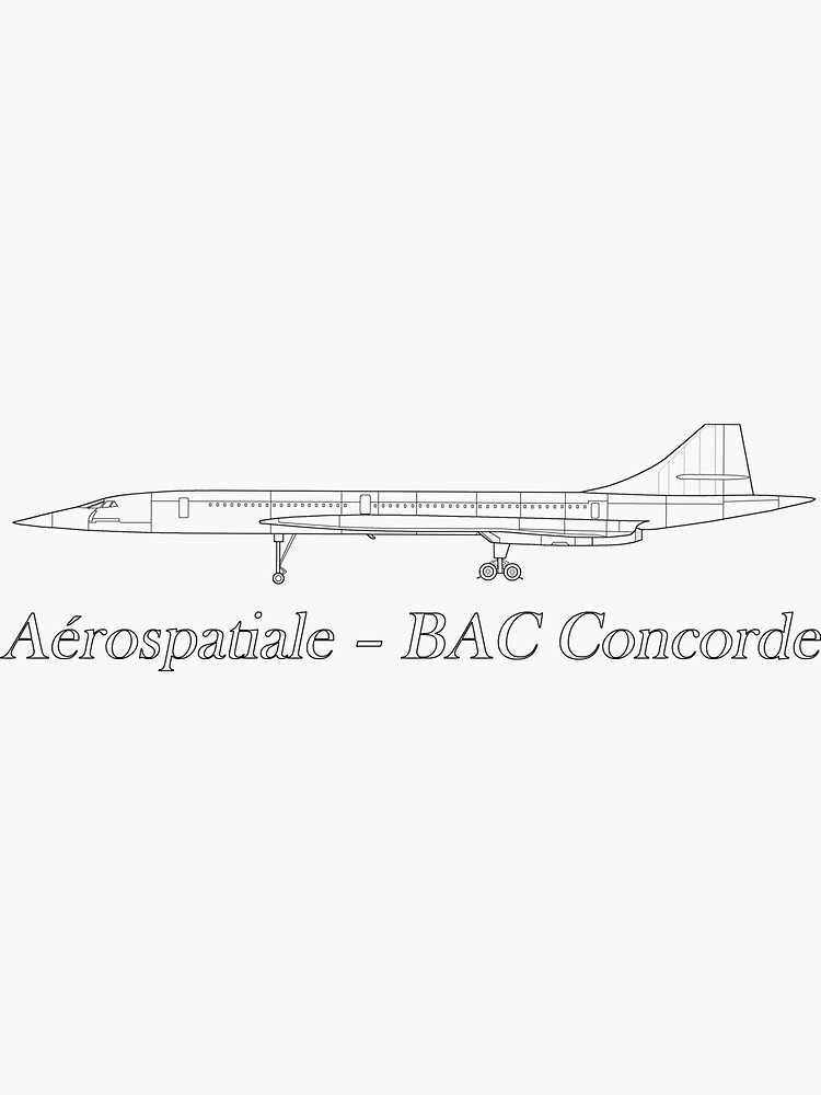 "Aérospatiale - BAC Concorde Black Outline" Sticker for Sale by ...