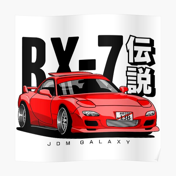 "RX7 FD / FD3S (Red)" Poster by JDMGalaxy | Redbubble