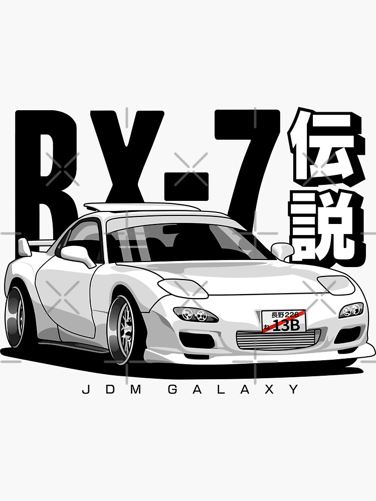 "RX7 FD / FD3S (White)" Sticker for Sale by JDMGalaxy | Redbubble