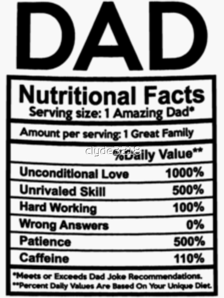 "Dad Ingredients" Sticker for Sale by clyde3218 | Redbubble