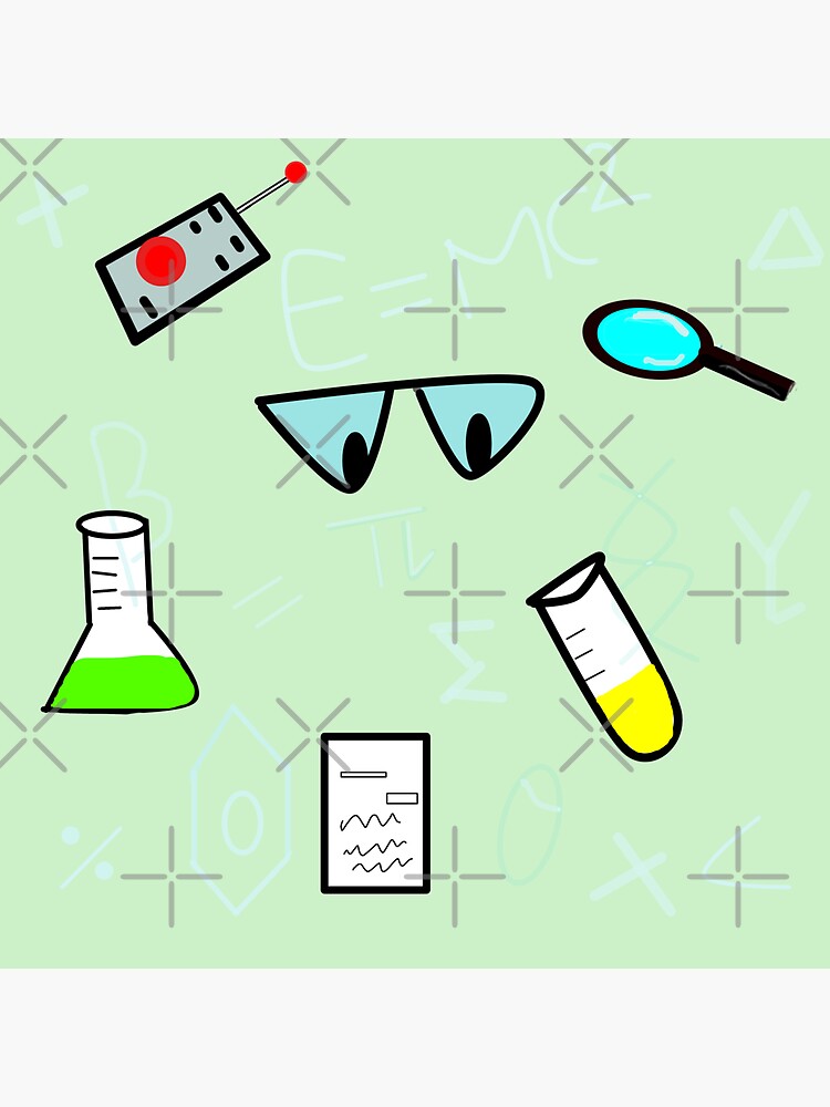 "Cute Science lab illustration art print" Sticker by rnrco | Redbubble