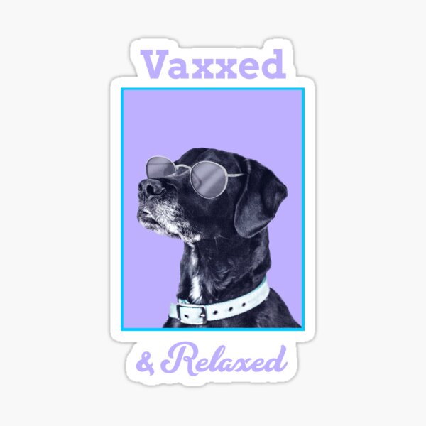 "Vaxxed and Relaxed Lab" Sticker for Sale by LiunaticFringe | Redbubble
