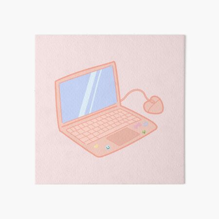 "Kawaii Cute Pink Laptop" Art Board Print for Sale by Nabibibi | Redbubble