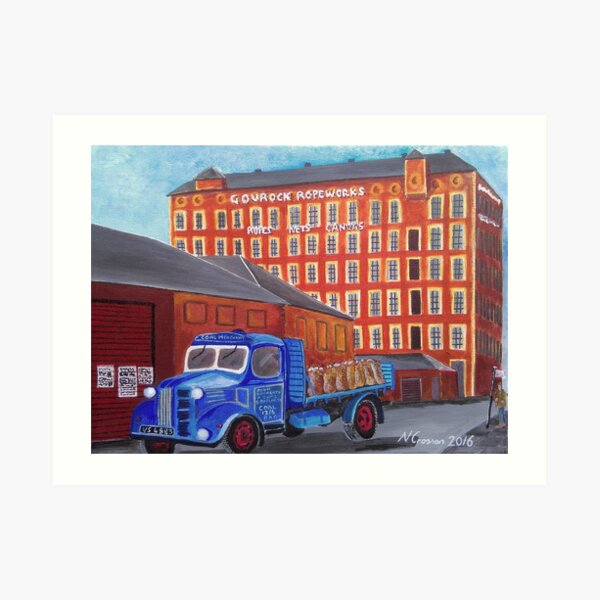 "Gourock Ropeworks, Vintage Auston Lorry, Old Port Glasgow" Art Print ...