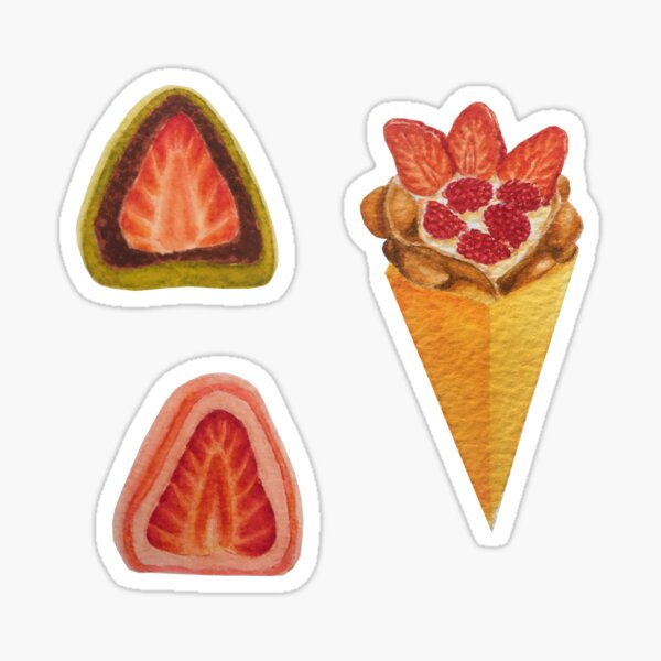 "Strawberry desserts - Watercolour Food Illustration" Sticker by tifft ...