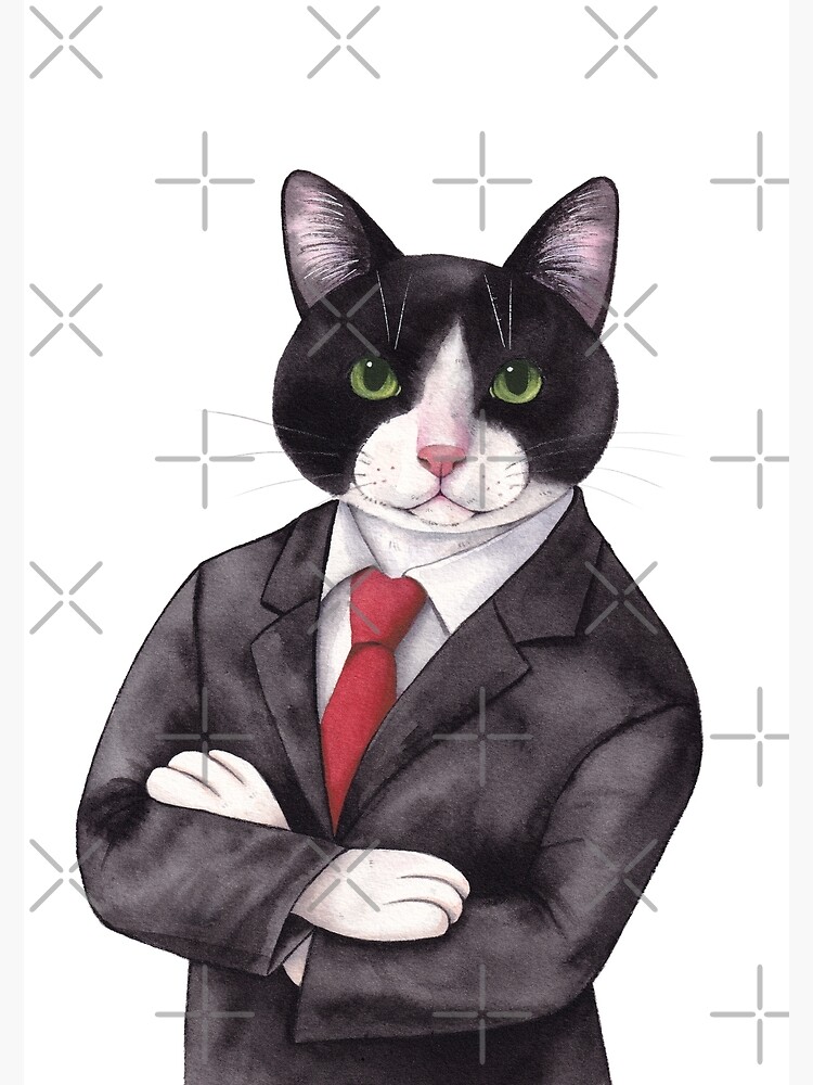 "Tuxedo cat boss" Poster for Sale by Kaoryn Chan | Redbubble