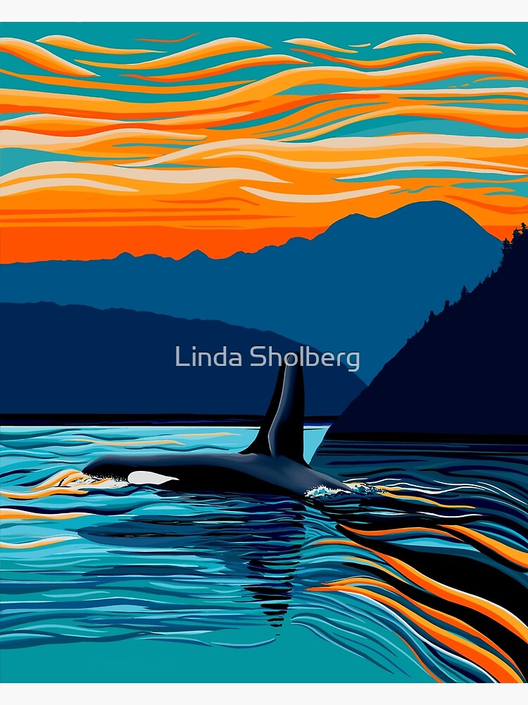 "Orca - Into the Fire Sky" Poster for Sale by Linda Sholberg | Redbubble