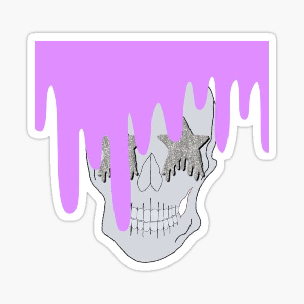 "purple drippy skull" Sticker for Sale by mollsdesignss | Redbubble